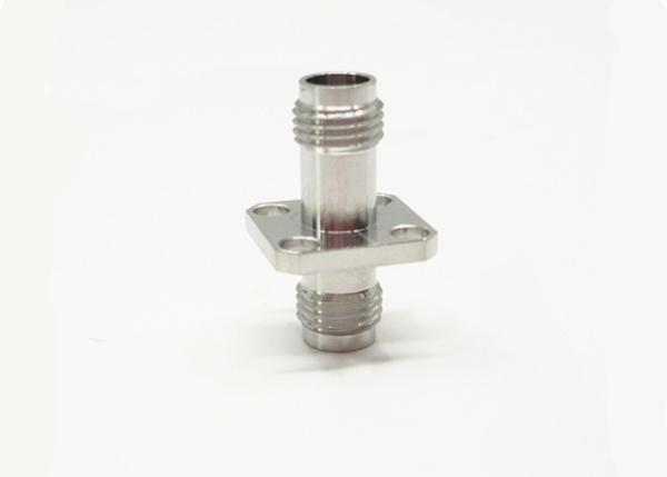 MMW 1.85mm Female to Female 4-hole Flange Straight Stainless Steel RF Adapter