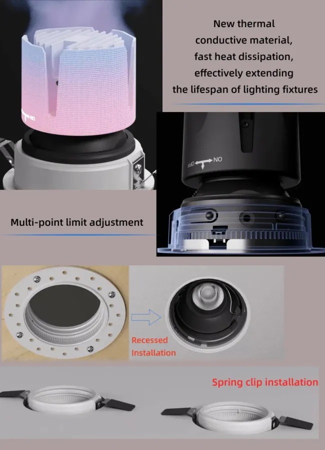 OEM ODM Anti-Glare 100lm/W Multiple Beam Angle 7W/10W 75mm Cutting Size IP43 LED Ceiling Concealed COB Spot Lamp Downlight High-End LED Ceiling Down Light