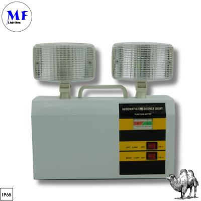 China LED Emergency Light IP65 Adjustable Double Head 180lm/W High Brightness Fire Waterproof Wall Mount Battery Back Up 3hours Industrial Factory Office ABS for sale