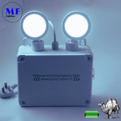 China Rechargeable Abs Led Exit Emergency Light Non Maintained Ip65 2*5w Lithium Battery Adjustable For Corridors for sale