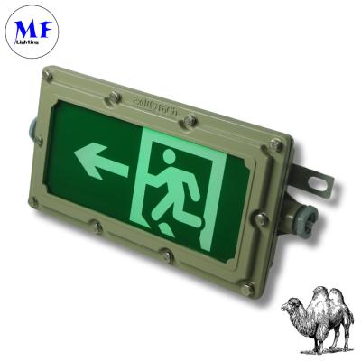 China Led Explosion Proof Exit Light Ip65 Waterproof Fire Proof Atex 3hours Emergency Battery Time Explosion Proof 4w Green Led Exit Light For Factory Warehouse Oil Gas Station for sale