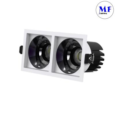 China Aluminum 7W/10W/12W/15W/14W/20W/24W/30W/21W/30W/36W/45W 1 2 3 Head Square Recessed Downlight Smart Power CCT DALI 0-10V Dimming IP44 Hotel LED Down Light for sale