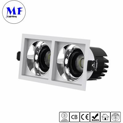 China Square Recessed LED Down Light 3*7W Single/Double/Triple Head 100LM/W CRI90 IP20 IP44 Reflector Ceiling Downlight for sale