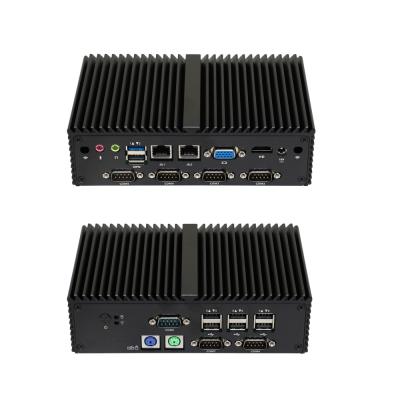China Black Industrial Rugged Mini Pcs 7RS232 Fanless Embedded Small Computer Manufacturers for sale