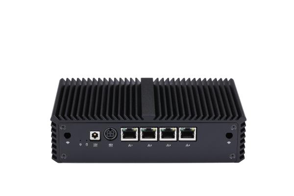 Quality Fanless POE Mini PC Computer Powered Intel J3455 4 Gigabit LAN POE Industrial Router for sale