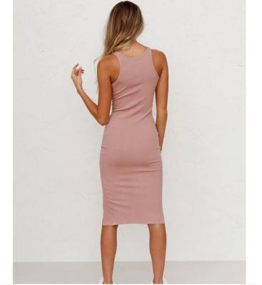 Cina Pacchetto Slim Fit Abito da anca Vestito a colori solidi Borsa a maglia lunga Abito da anca a fessura in vendita