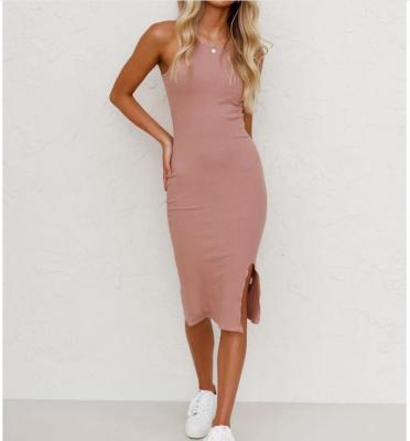Cina Pacchetto Slim Fit Abito da anca Vestito a colori solidi Borsa a maglia lunga Abito da anca a fessura in vendita