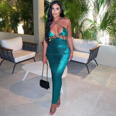 China Multiple Color Sexy Cutout Halter Dress For Women Party And Evening Wear à venda