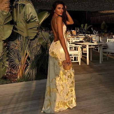 中国 XL Size Sexy Slip Dress Fashion Sexy Backless Hot Gold Slip Dress 販売のため