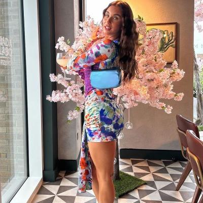 China Fashion Package Hip Dress Milk Silk Sexy Lace Up Spice Girl Print Bag Hip Skirt Te koop
