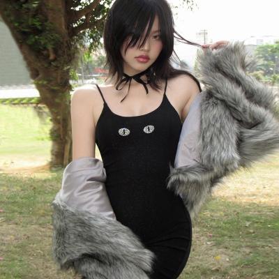 China Zomer nieuwe mode sexy maat warm boor blootgestelde rugzak heup band jurk Te koop