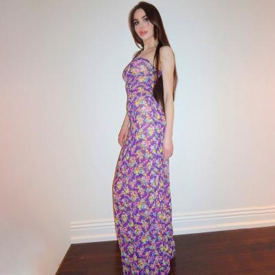 Cina New Mesh Custom Printed Slim One-shoulder Sleeveless Dress in vendita