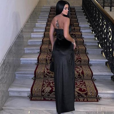 Cina Summer New Fashion Sexy Slit Slim Pleated Strapless Dress in vendita