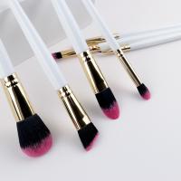 China 10 Piece Makeup Brush Set Professional Synthetic Bristles Wooden Handle White Blue for sale