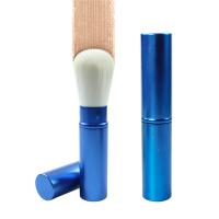 China Retractable Powder Brush Blue Metal Handle Synthetic Bristles 1 Piece Set for sale