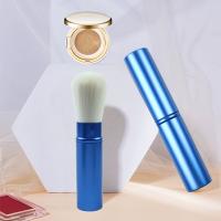 China Retractable Powder Brush Blue Metal Handle Synthetic Bristles 1 Piece Set for sale