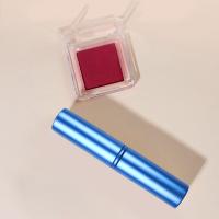 China Retractable Powder Brush Blue Metal Handle Synthetic Bristles 1 Piece Set for sale