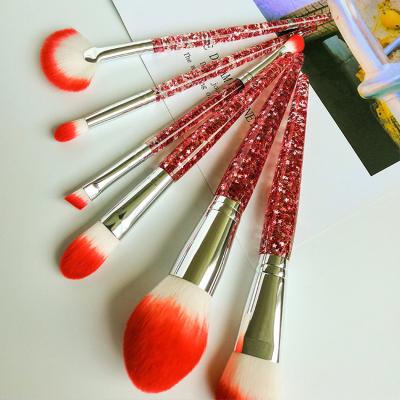 Cina Plastic Handle Vegan Powder Fan Brush , Transparent Glitter Luxury Makeup Brush Kits in vendita