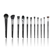 China Professional 11pcs Makeup Brush Set Full Face Synthetic Hair Black Copper Ferrule for sale