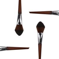 China Square Loose Powder Makeup Brush Copper Ferrule Solid Wood Handle 1pc for sale