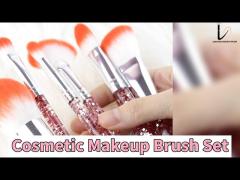 6 Pcs Synthetic Hair Cosmetic Makeup Brush Set With Glitter Handle