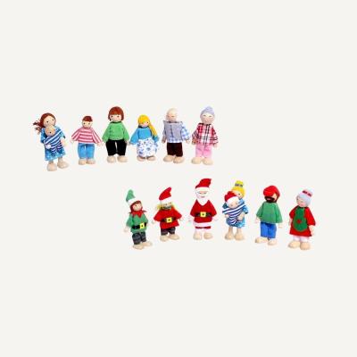 China Wooden Family and Holiday Doll Figure Set for sale