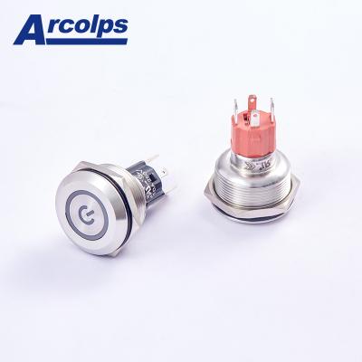 China 25mm Stainless Steel LED Pushbutton Switch with IP66 Protection and Customizable LED Colors for sale