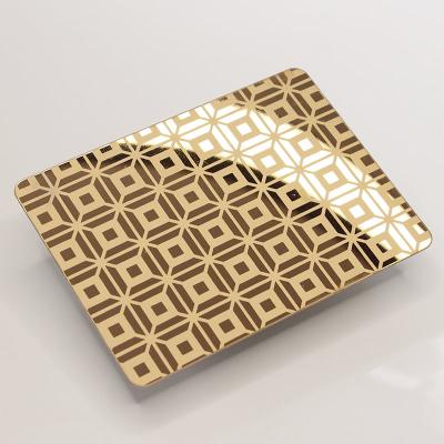 China 3mm Etched Stainless Steel Sheet Champagne Gold Rose Pattern Finish for sale