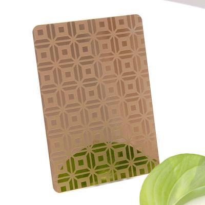 China SS304 Stainless Steel Plate Mirror Finish Rose Gold Etched Elevator Sheet for sale