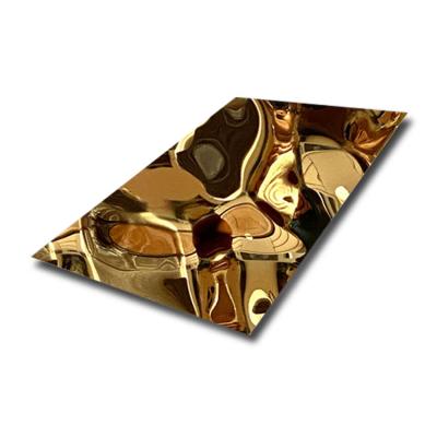 中国 壁の装飾的なパネルのためのチタニウムの金ミラー水さざ波のステンレス鋼 シート 販売のため