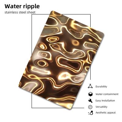 China 316 Decorative Stainless Steel Sheet 4x8 3d Hammer Panel Gold Mirror Water Ripple Stainless Steel Plate for sale