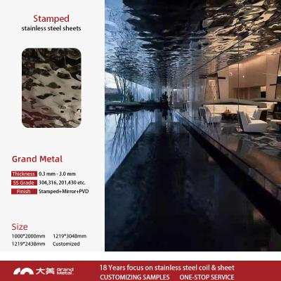 Cina Acqua ondulata martellato colore decorativo lamiera in acciaio inossidabile in acciaio inossidabile 304 pannelli da parete in vendita