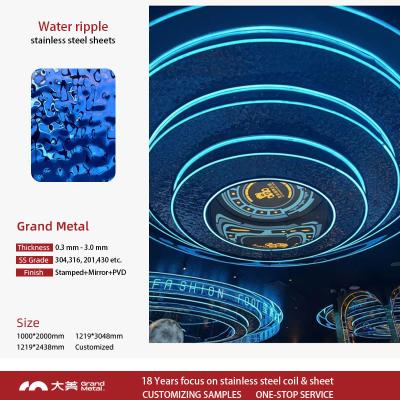 Cina Acqua ondulata martellato colore decorativo lamiera in acciaio inossidabile in acciaio inossidabile 304 pannelli da parete in vendita