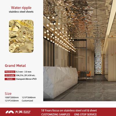 Cina Acqua ondulata martellato colore decorativo lamiera in acciaio inossidabile in acciaio inossidabile 304 pannelli da parete in vendita