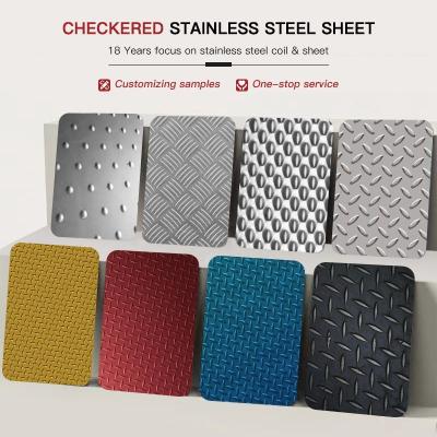 China SS304 Stainless Steel Checkered Plate 5mm 6mm Decorative Stainless Steel Sheet for sale
