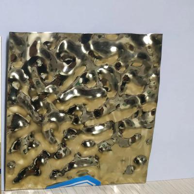 Cina AISI 304 PVD Colore giallo Titanio/Champagne Oro Acqua ondulata lamiera di acciaio inossidabile in vendita