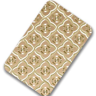 China Gold Color Finish Stainless Steel Sheet 3D Laser Decor Pattern for sale