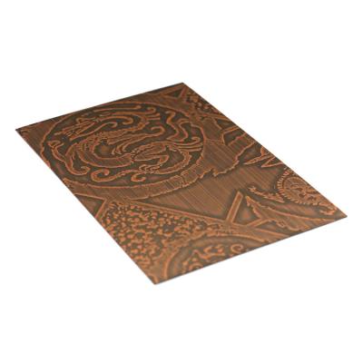 China 4ftx8ft 304 201 Stainless Steel Metal Sheet Copper Antique Color Plating For Door Frame Decoration for sale