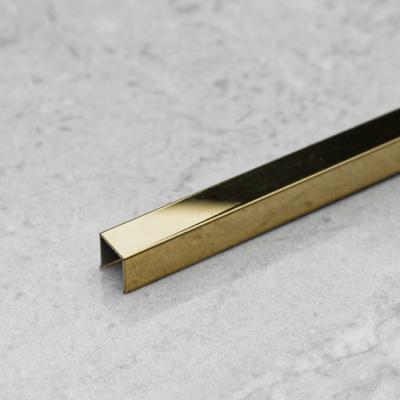China Gold 316 Stainless Steel Tile Trim 20mm U Shaped Mirror Trim 0.5mm~3mm Thick for sale