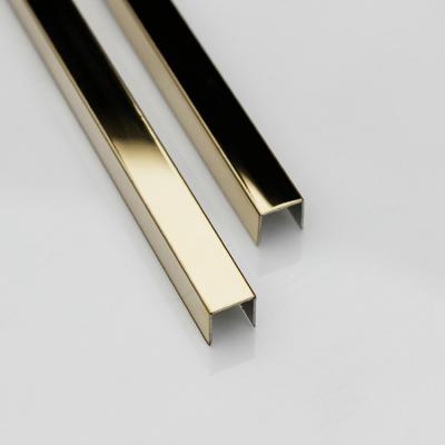 China Gold 316 Stainless Steel Tile Trim 20mm U Shaped Mirror Trim 0.5mm~3mm Thick for sale
