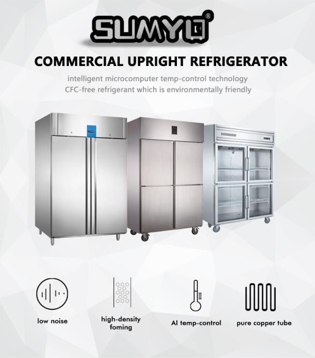 Commercial Refrigerator 2 Doors Stainless Steel Upright Refrigerator