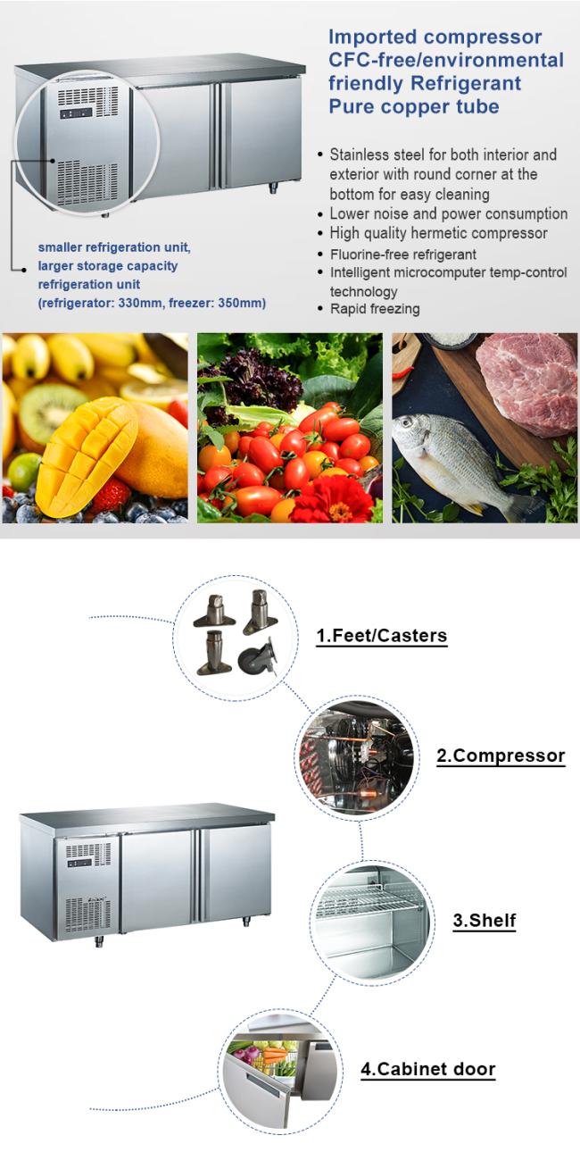 Commercial Tabletop Under Counter 201/304 Chiller  Refrigerated Fridge Refrigerator Table Freezer