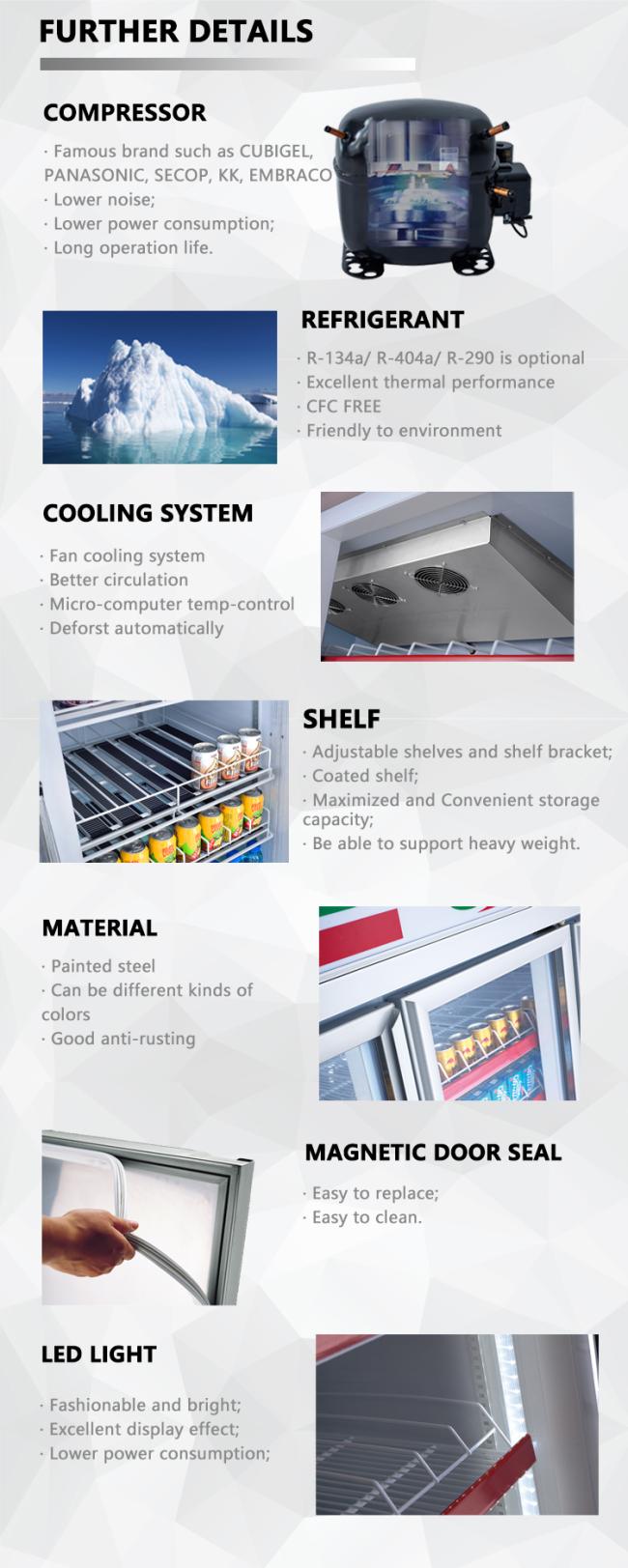 Factory Price Commercial 3 Door Chiller for Supermarket Glass Door Fridge Beverages Display Cooler