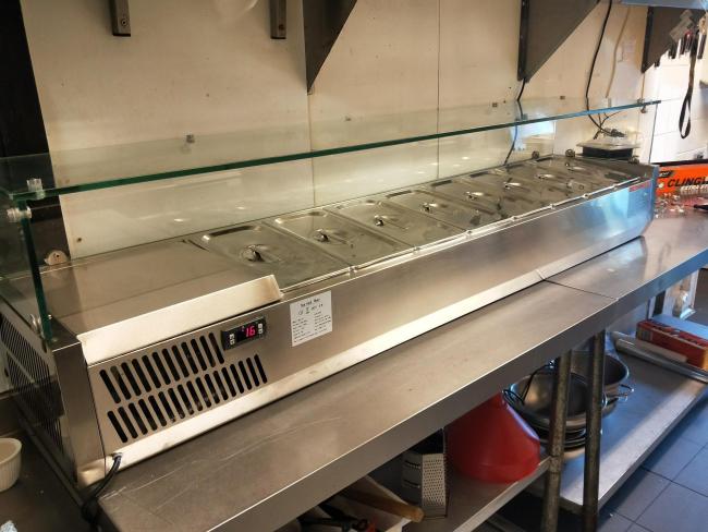 Commercial Kitchen Pizza Salad Prep 201/304 Table Large Capacity Stainless Steel  Refrigerator Marble Surface Workbench