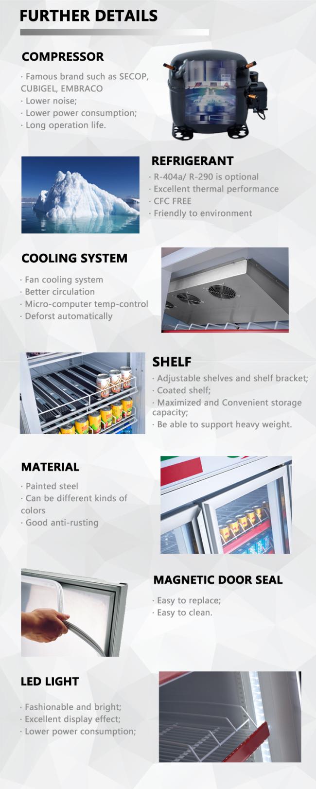 Hot Sell Commercial Upright Display Refrigerator Glass Door Showcase Supermarket Beverage Chiller