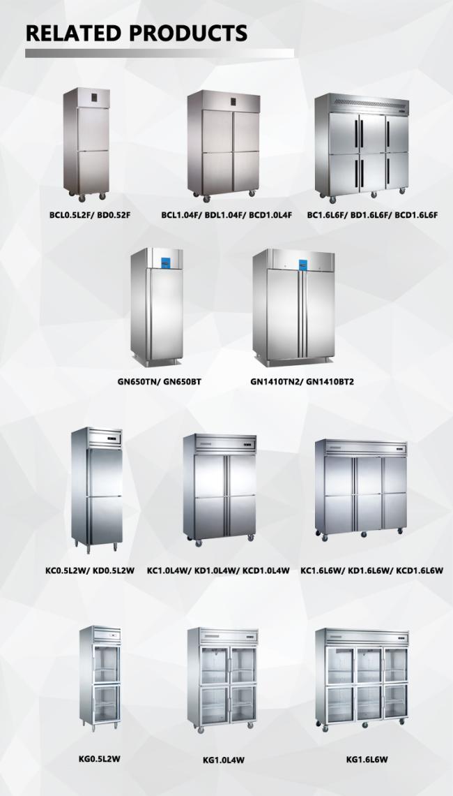 Commercial Refrigerator 2 Doors Stainless Steel Upright Refrigerator