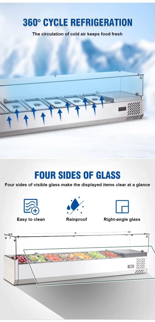 Glass Top Salad Bar Counter Display Used