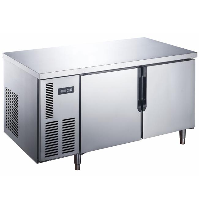 Commercial Kitchen Stainless Steel Table Top Freezer Refrigerator 2-Door Trayunder Counter Refrigerator Freezer