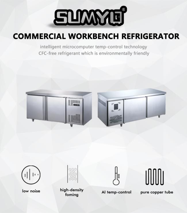 Commercial Stainless Steel Counter Refrigerator 2 Doors Single-Temperature Air Cooler Electric Power Source Cooling Climate Type