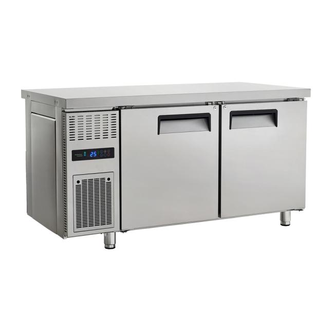 Commercial Stainless Steel Counter Refrigerator 2 Doors Single-Temperature Air Cooler Electric Power Source Cooling Climate Type